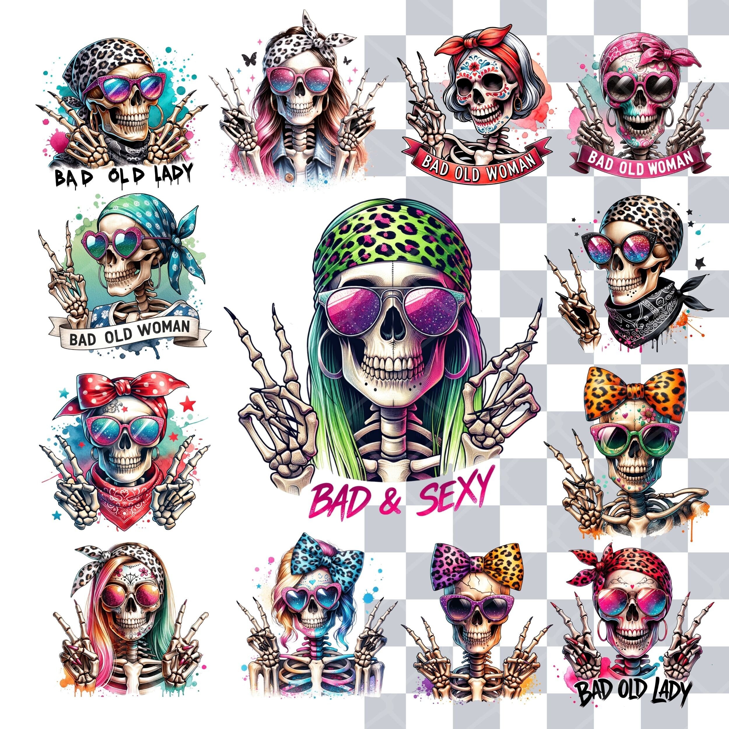Skull Png Bundle | Hipster Female Skulls PNG Bundle | Skeleton Peace ...