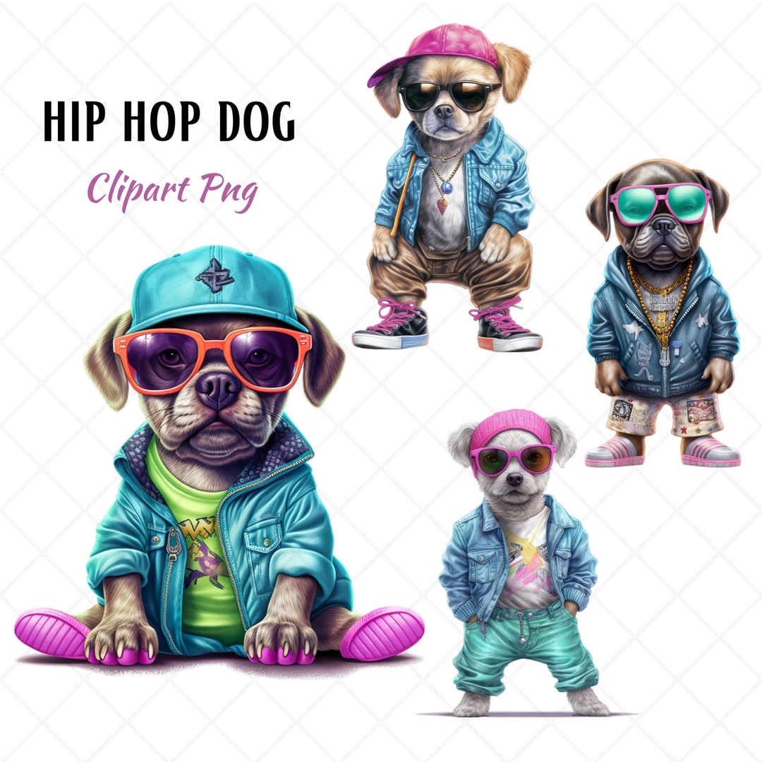 Dog Clip Art Bundle | Cute Hip Hop | T-shirt Designs PNG | Sublimate ...