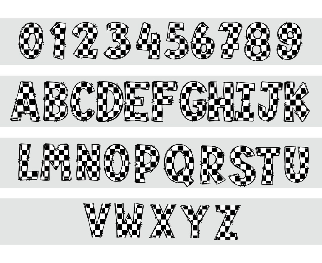Checkered Doodle Alphabet Letters PNG | Fun & Quirky Letter Designs ...