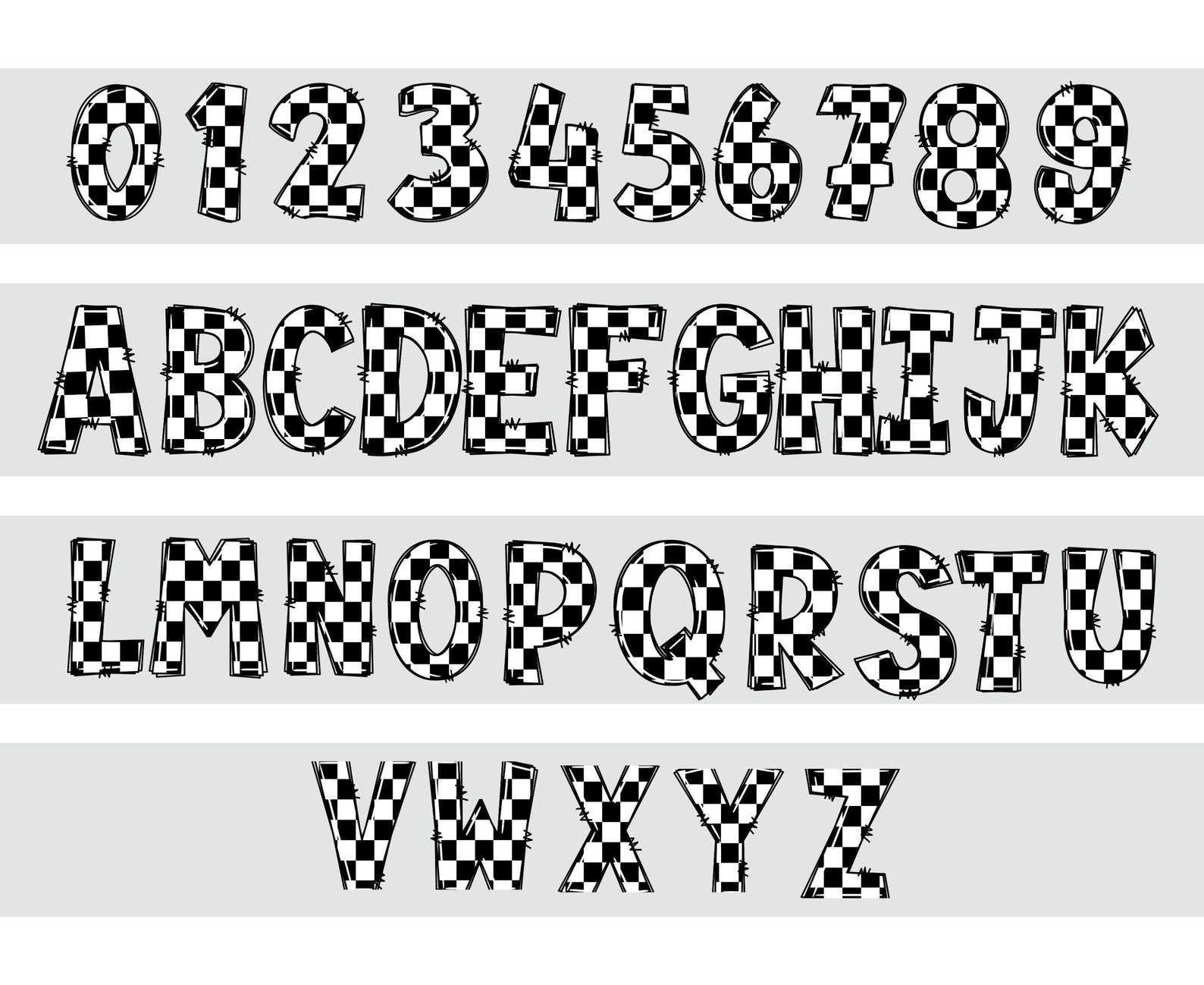 Checkered Doodle Alphabet Letters PNG | Fun & Quirky Letter Designs ...
