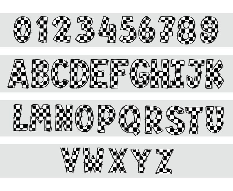 Checkered Doodle Alphabet Letters PNG Fun & Quirky Letter Designs ...
