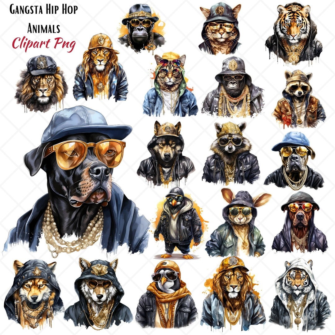 Gansta Rapper Hip Hop Animals Png, for Colorful Png Design, Gangster ...