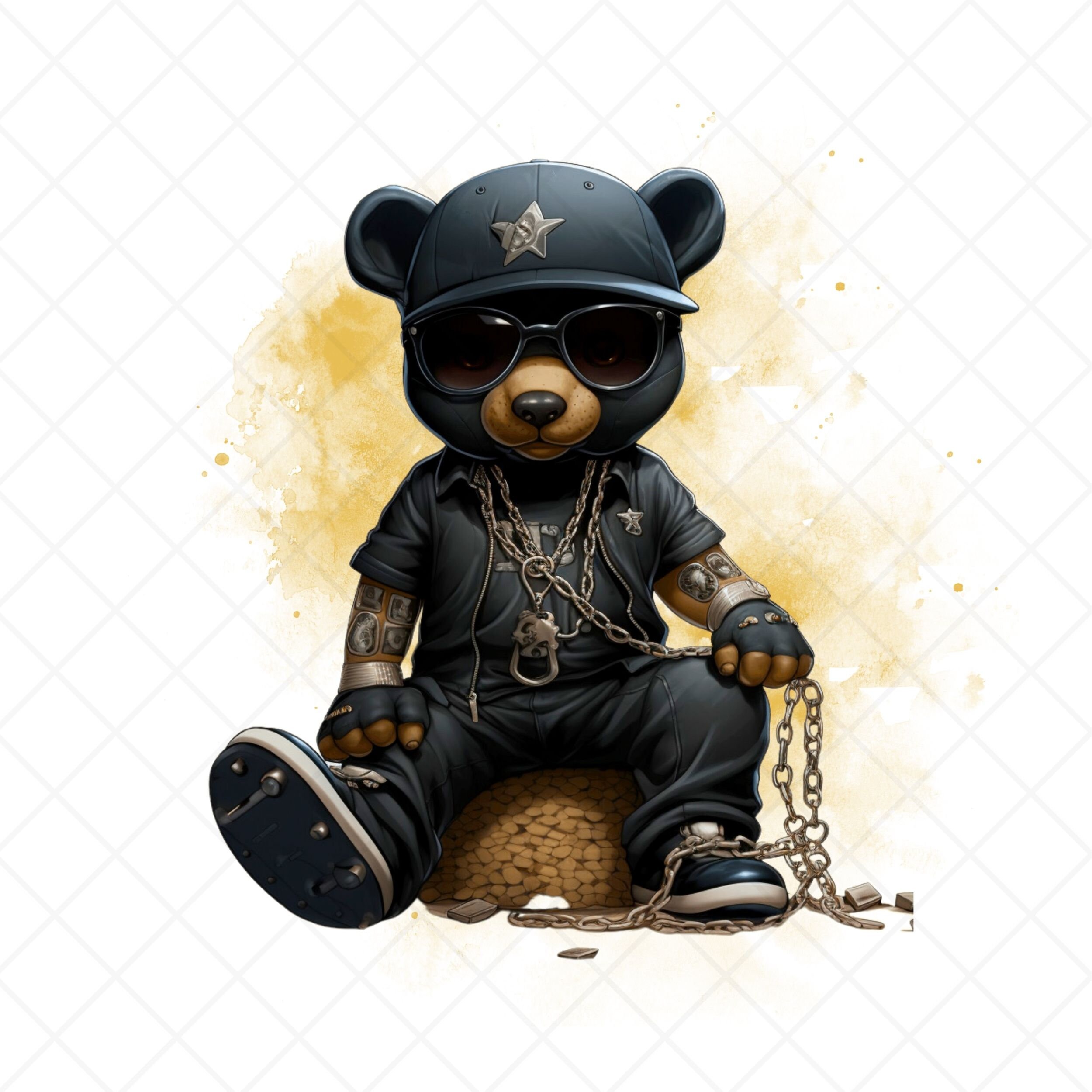 Ganster Cool Hip Hop Teddy Bear Png for Colorful Png Design - Etsy