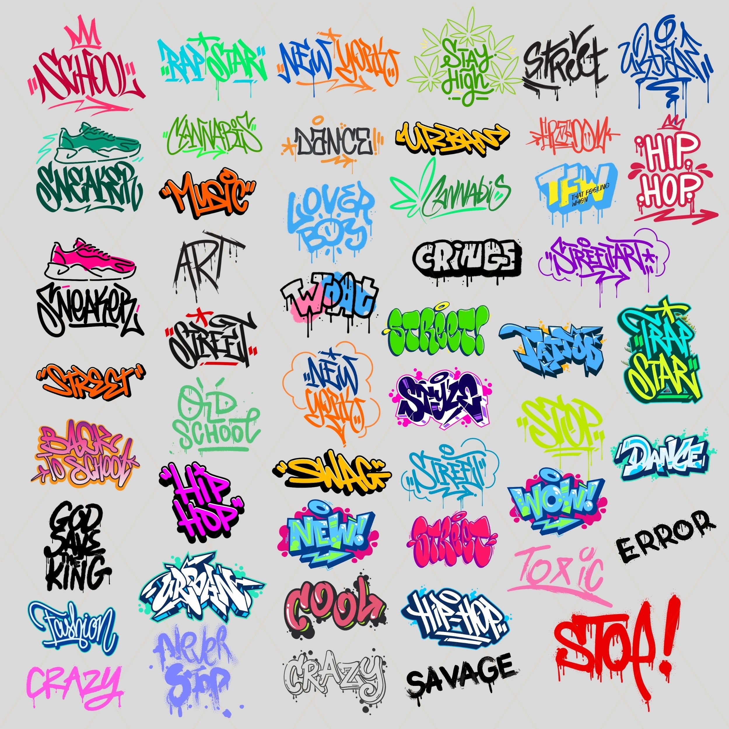 Hip Hop Graffiti Text Bundle,wall Street Graffiti , Mega Graffiti ...