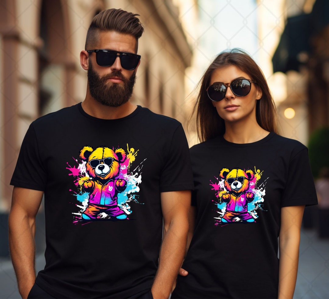Neon Teddy Bear Png for Shirt Design Sublimation Png, Funny Bear ...