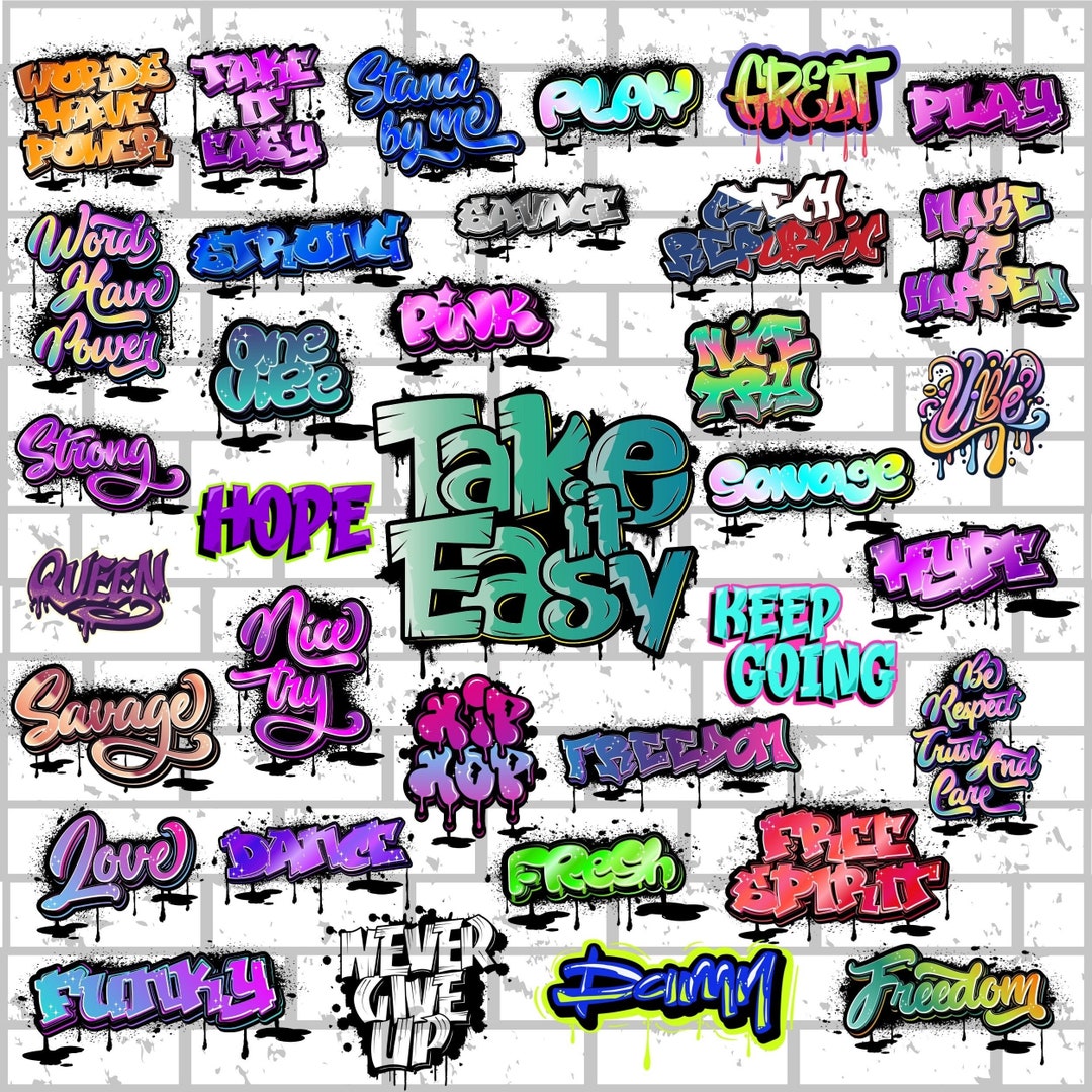 Hip Hop Graffiti, Text Bundle, Wall Street Graffiti , Mega Graffiti ...