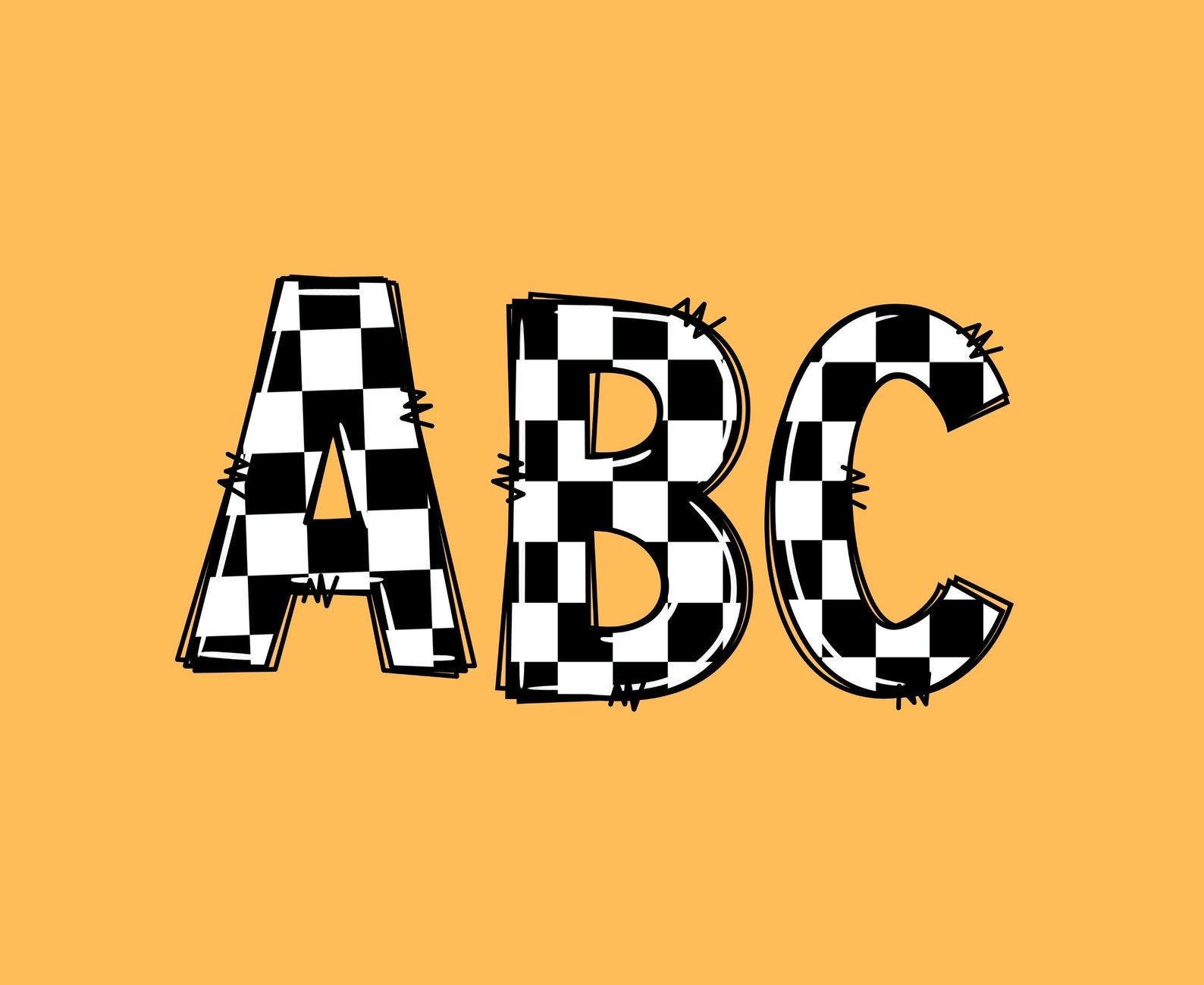 Checkered Doodle Alphabet Letters PNG | Fun & Quirky Letter Designs ...