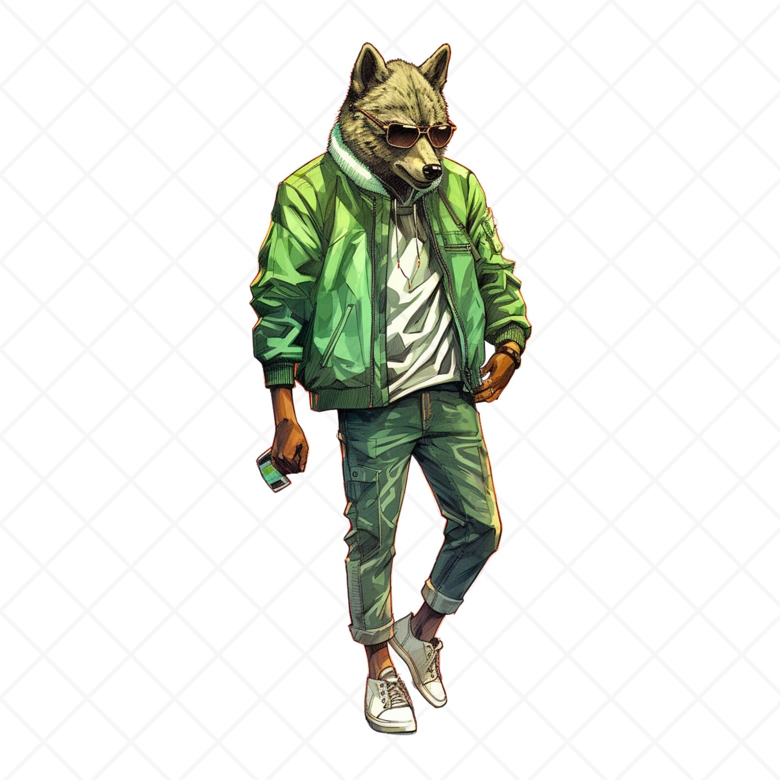 Hip Hop Wolf Fashion Sublimation Clipart Png T-shirt Designs - Etsy