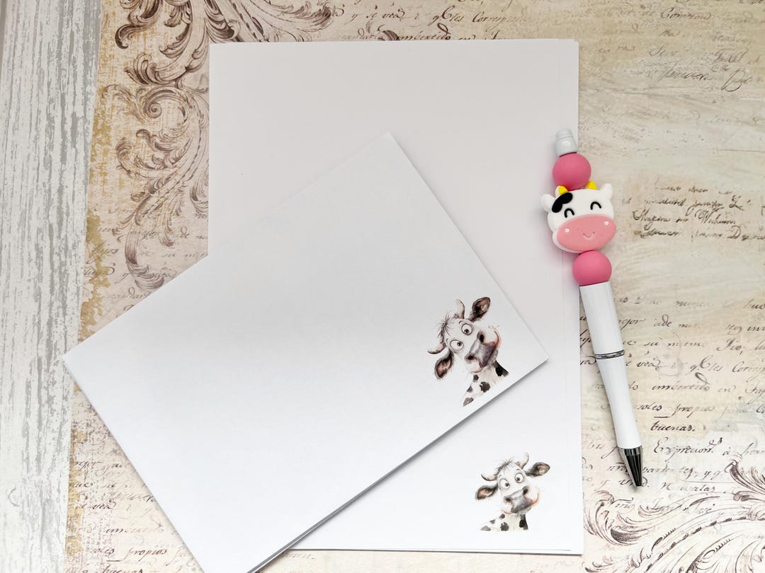 Cow Writing Paper Set, Cow Gifts, Stationary, Custom, Writing Set ...
