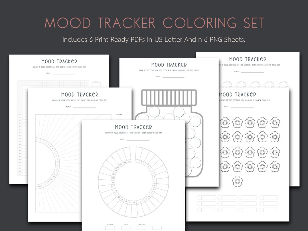 Mood Tracker Coloring Pages for Daily Mood Track and Monthly - Etsy