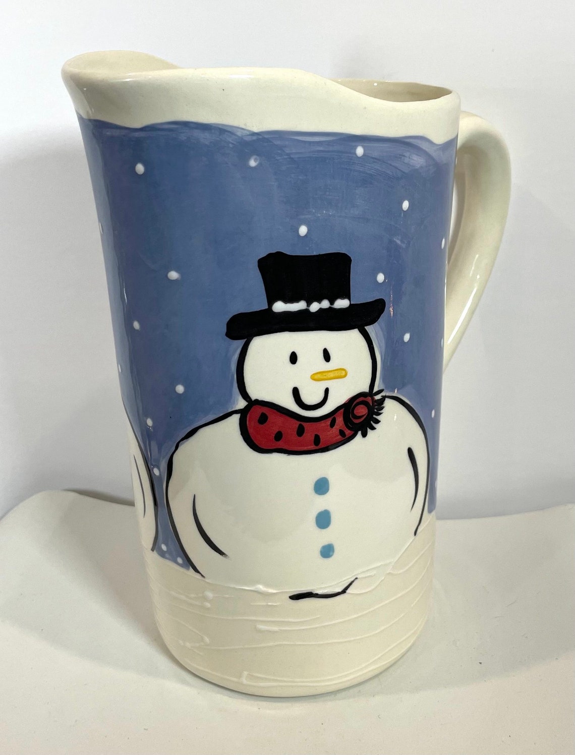 Milk Jug, Ceramic Milk Pitcher. Milk Bag Holder, Snowman Design ...