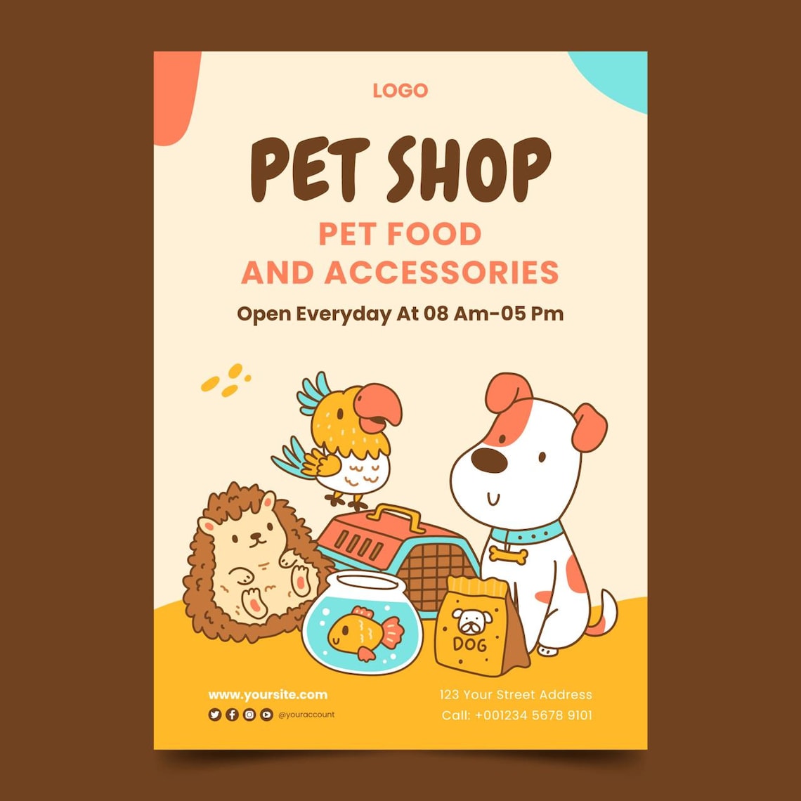 Hand Drawn Pet Shop Poster Template - Etsy