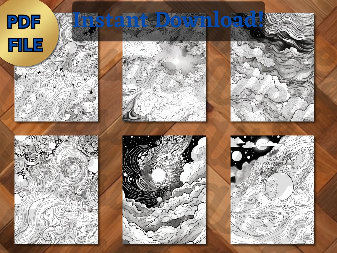 30 Beautiful Space Nebula Coloring Page Book, Adults + Kids - Instant ...