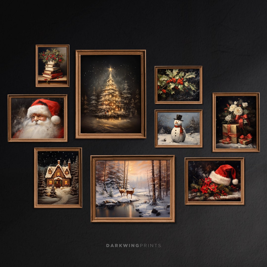 Christmas Printable Art Gallery Wall Set of 9 Xmas Prints - Etsy