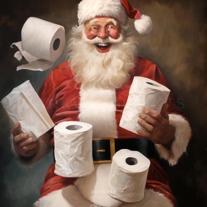 Santa Bathroom Art, Toilet Humor Decor, Vintage Christmas Holiday Wall Art, Restroom Amusing ...
