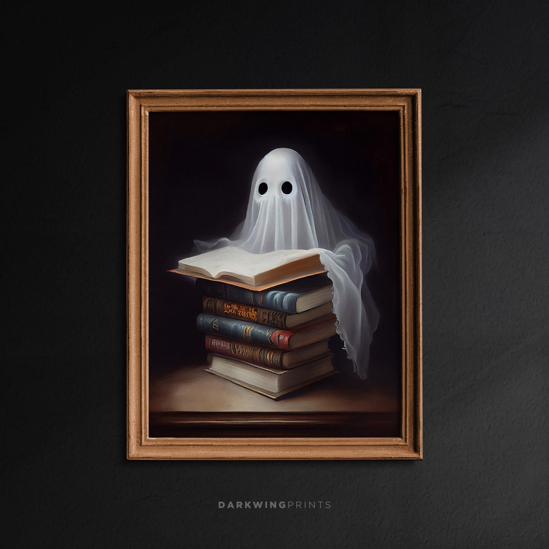Ghost Reading Book, Art Poster Print, Vintage Poster, Dark Academia ...