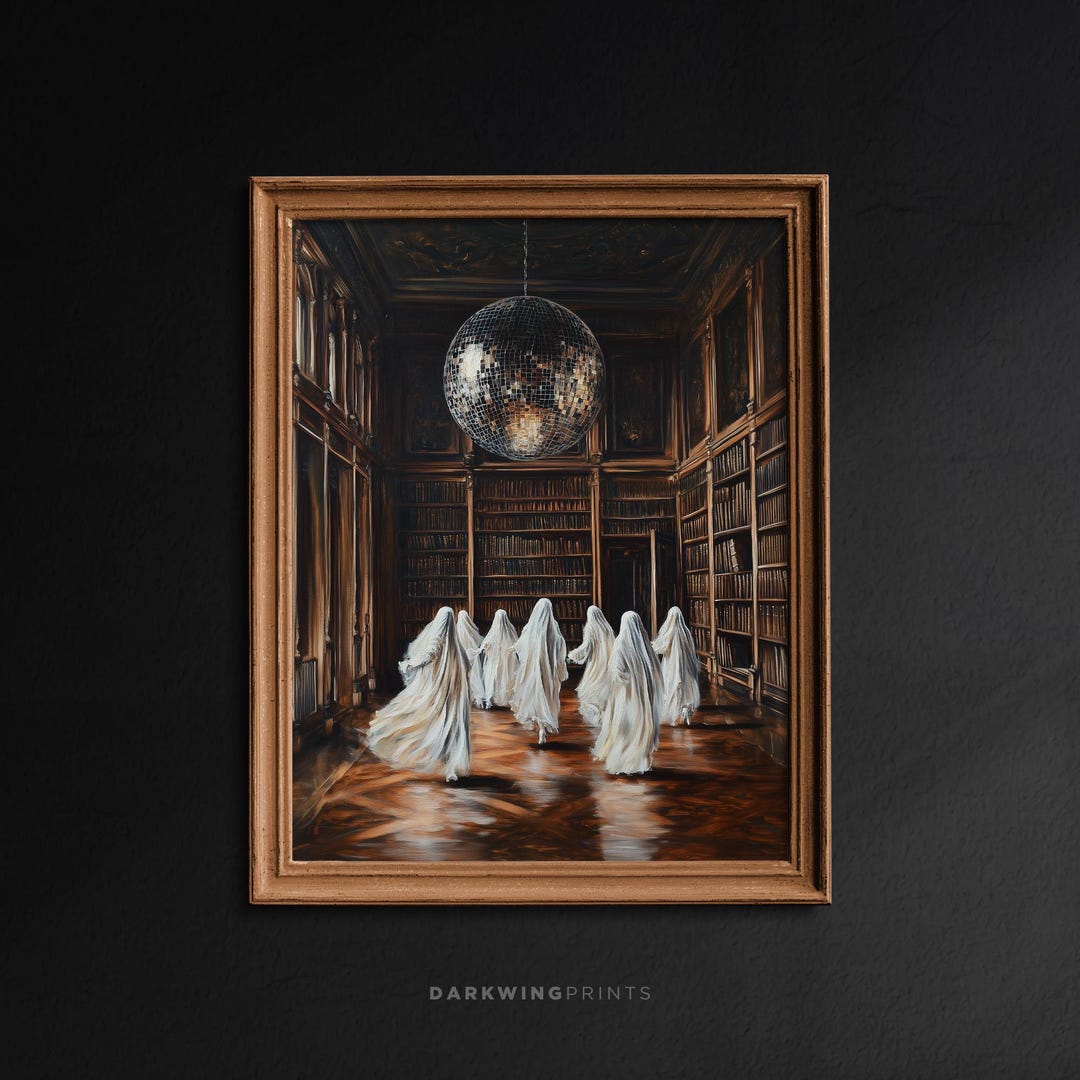 Ghosts Dancing Under Disco Ball in Victorian Library, Dark Academia ...
