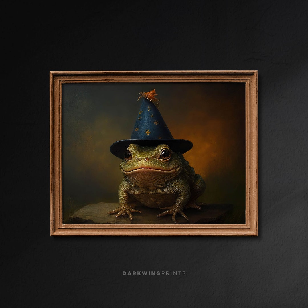 Halloween Frog Witch, Toad Halloween Wall Art Printable, Toad Halloween ...