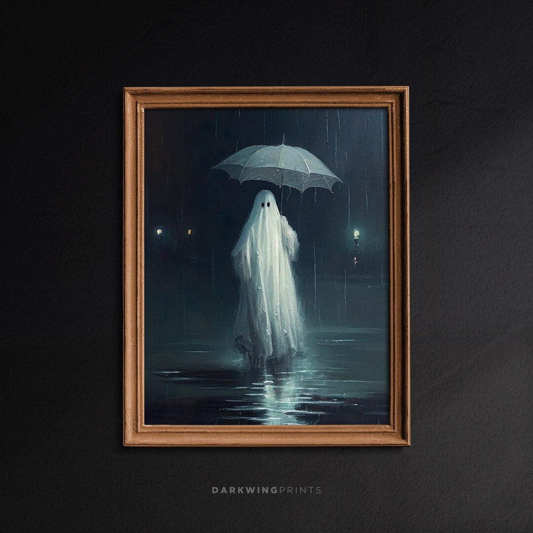 Ghost in the Rain, Cottagecore Poster, Dark Academia, Spooky Art ...