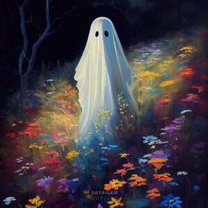 Wildflower Ghost in the Forest, Botanical Art, Vintage Poster, Dark Academia, Art Poster Print ...