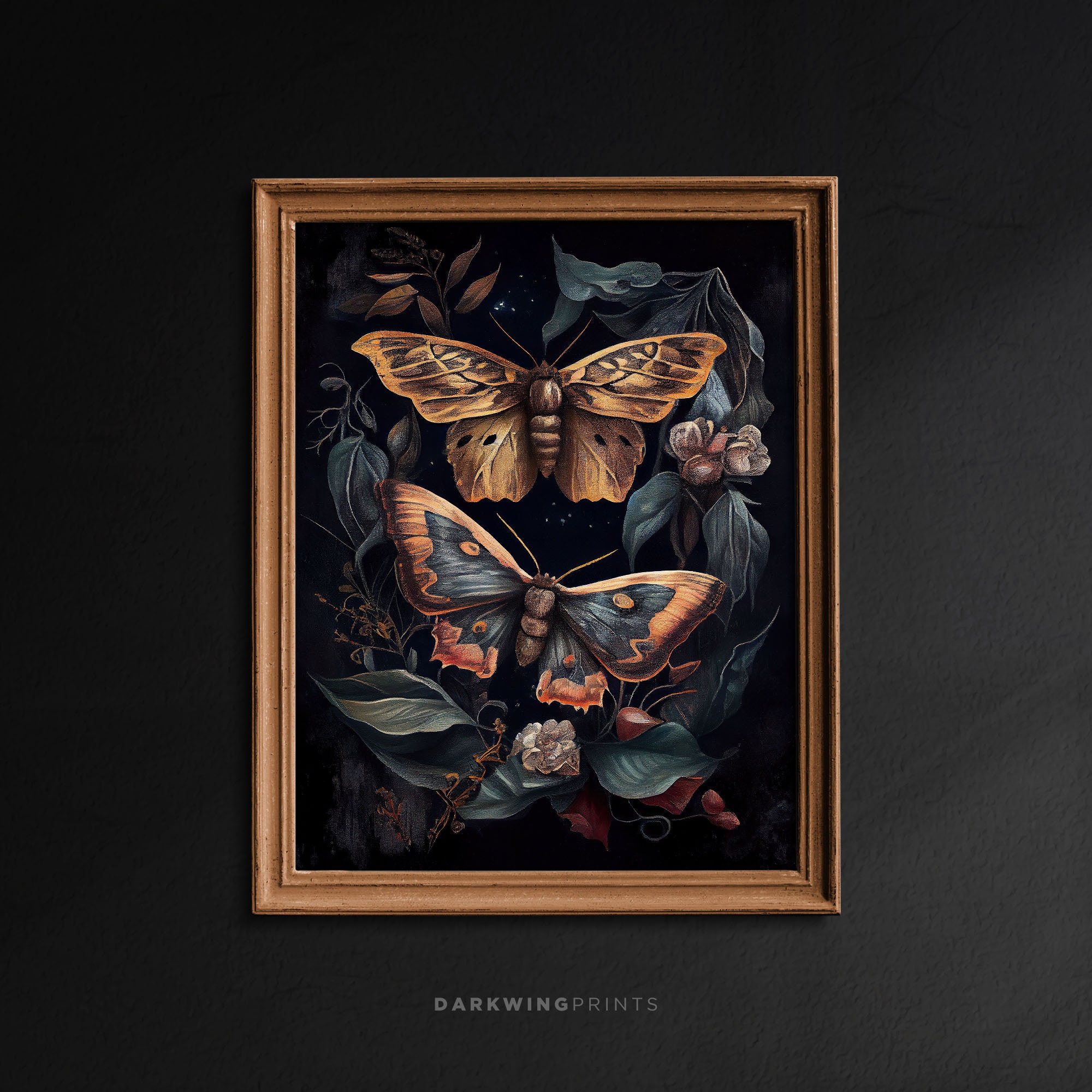 Cottagecore Moths Art Dark Botanical Moth Antique Butterfly - Etsy ...