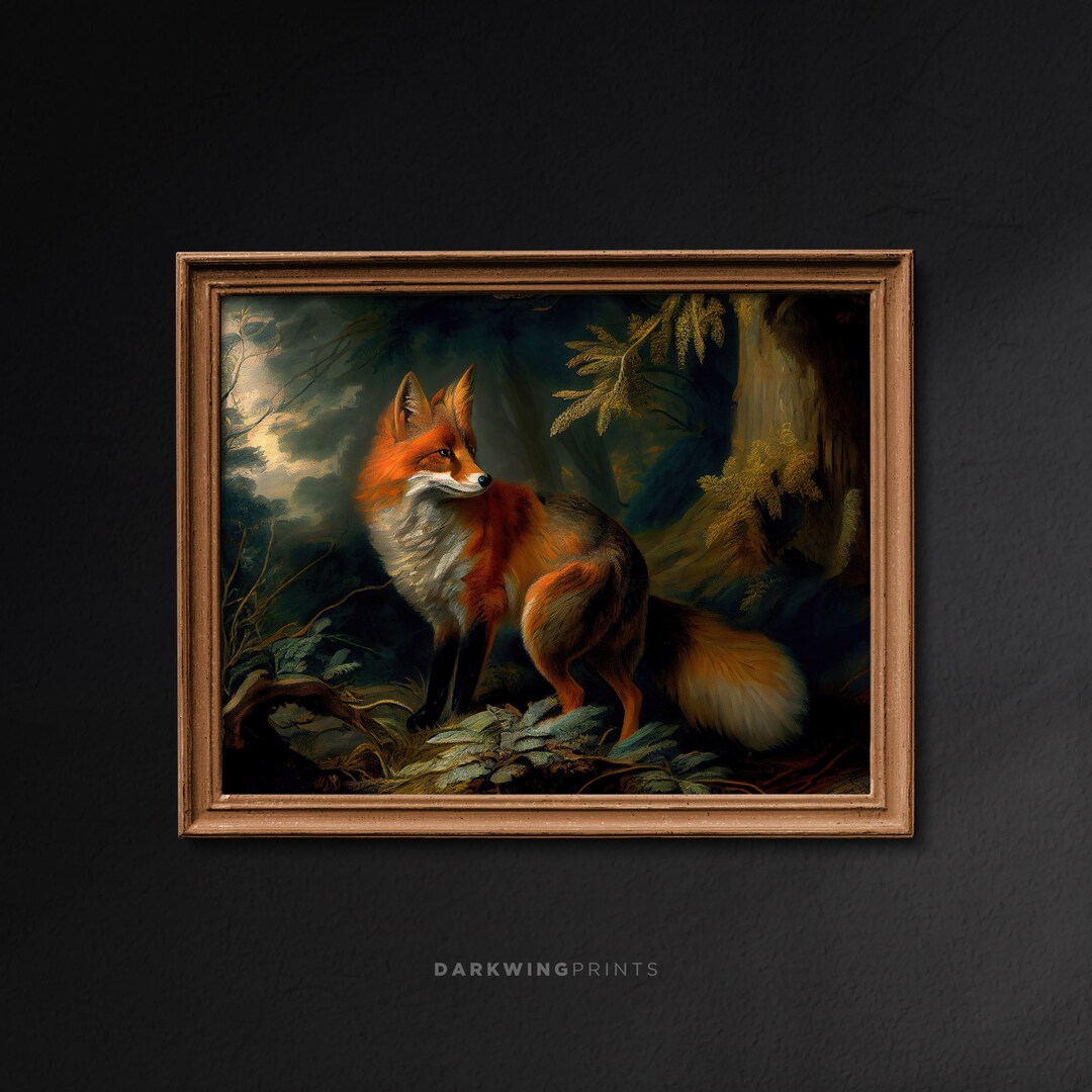 Fox Painting Printable Wall Art, Fox Print Digital Download, Vintage ...