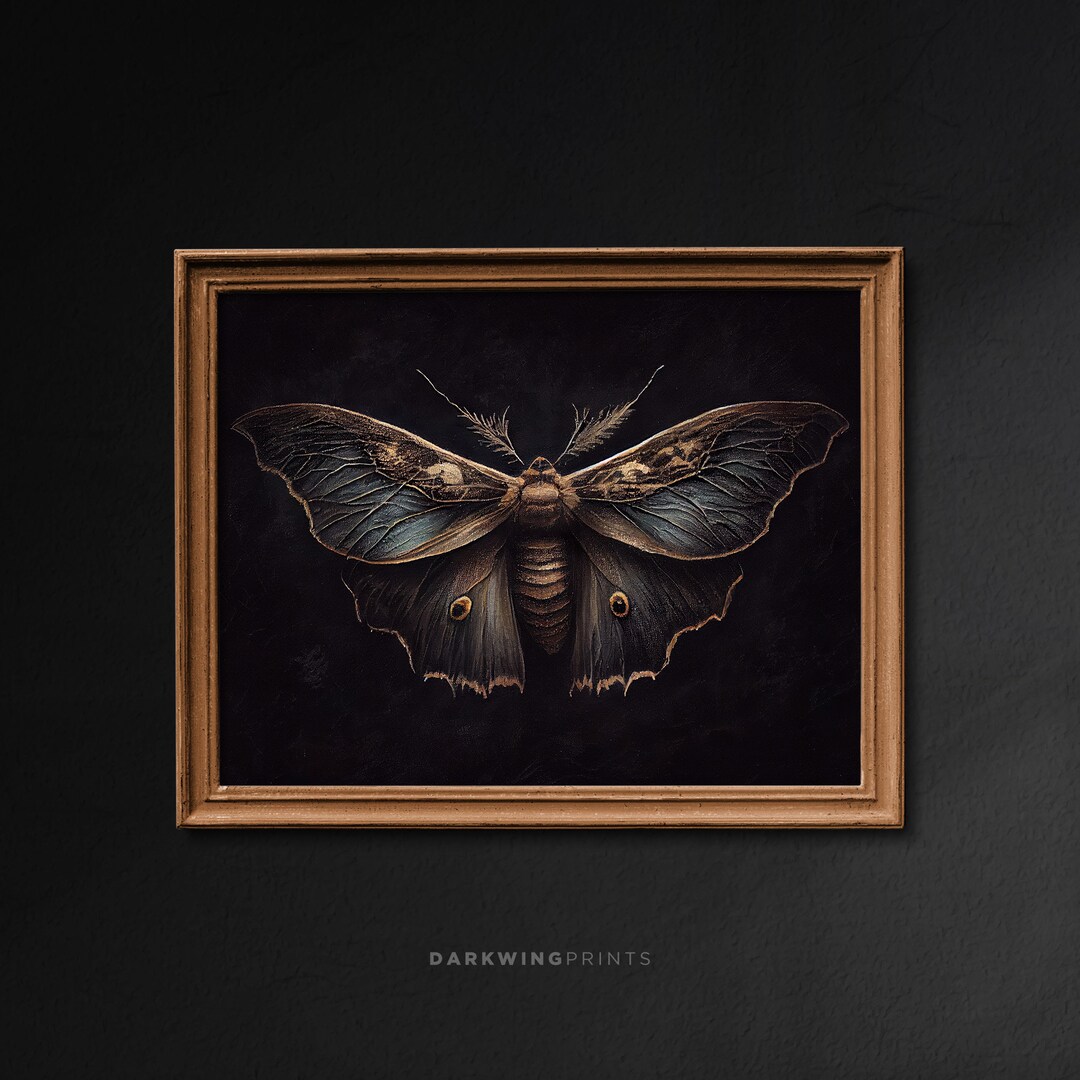Moth, Dark Cottagecore Moody Moth Printable Wall Art, Goblincore Decor ...