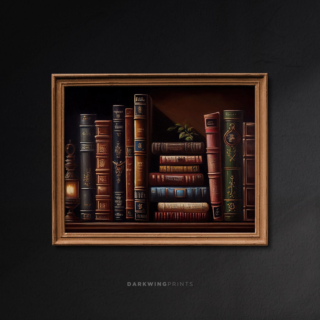 Vintage Books, Moody Bookish Art, Victorian Book Shelf, Dark Aesthetic ...