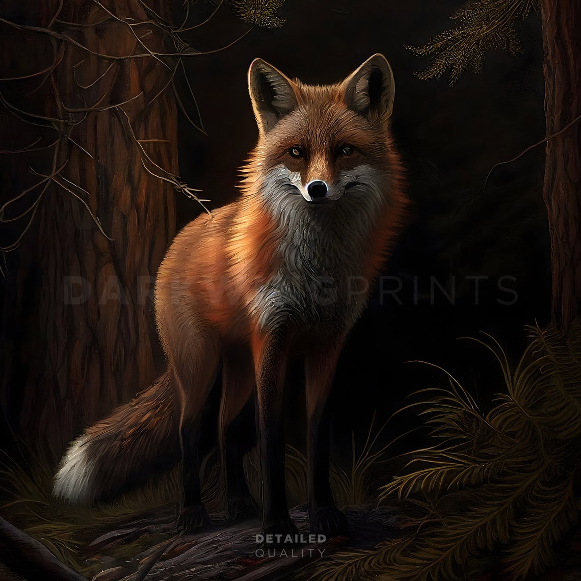 Fox Gothic Painting Printable Dark Cottagecore Prints - Etsy