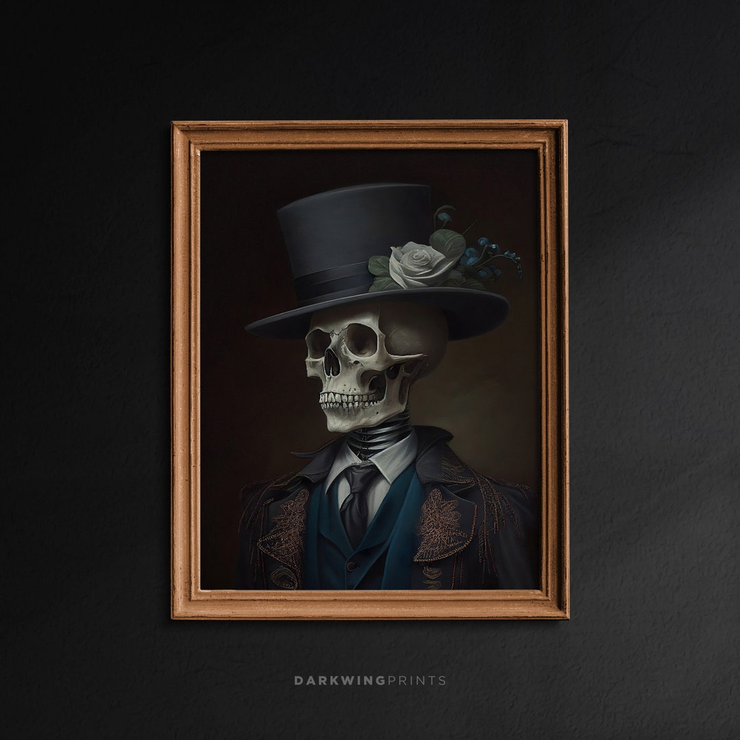Gothic Skeleton Portrait Vintage Poster, Home Decor, Dark Art Print ...