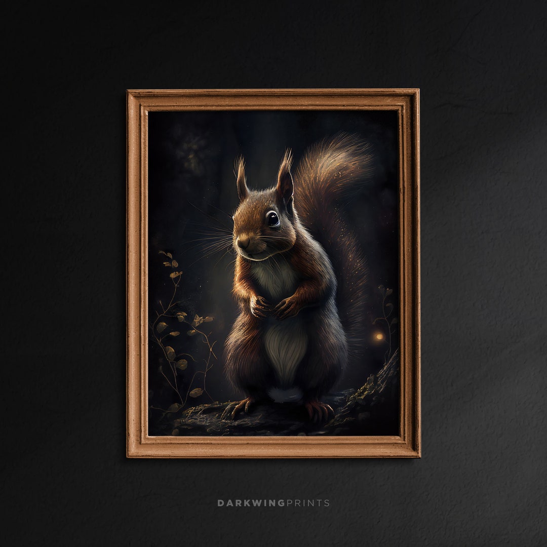 Gothic Squirrel Printable Wall Art, Dark Academia, Cottagecore Oil ...