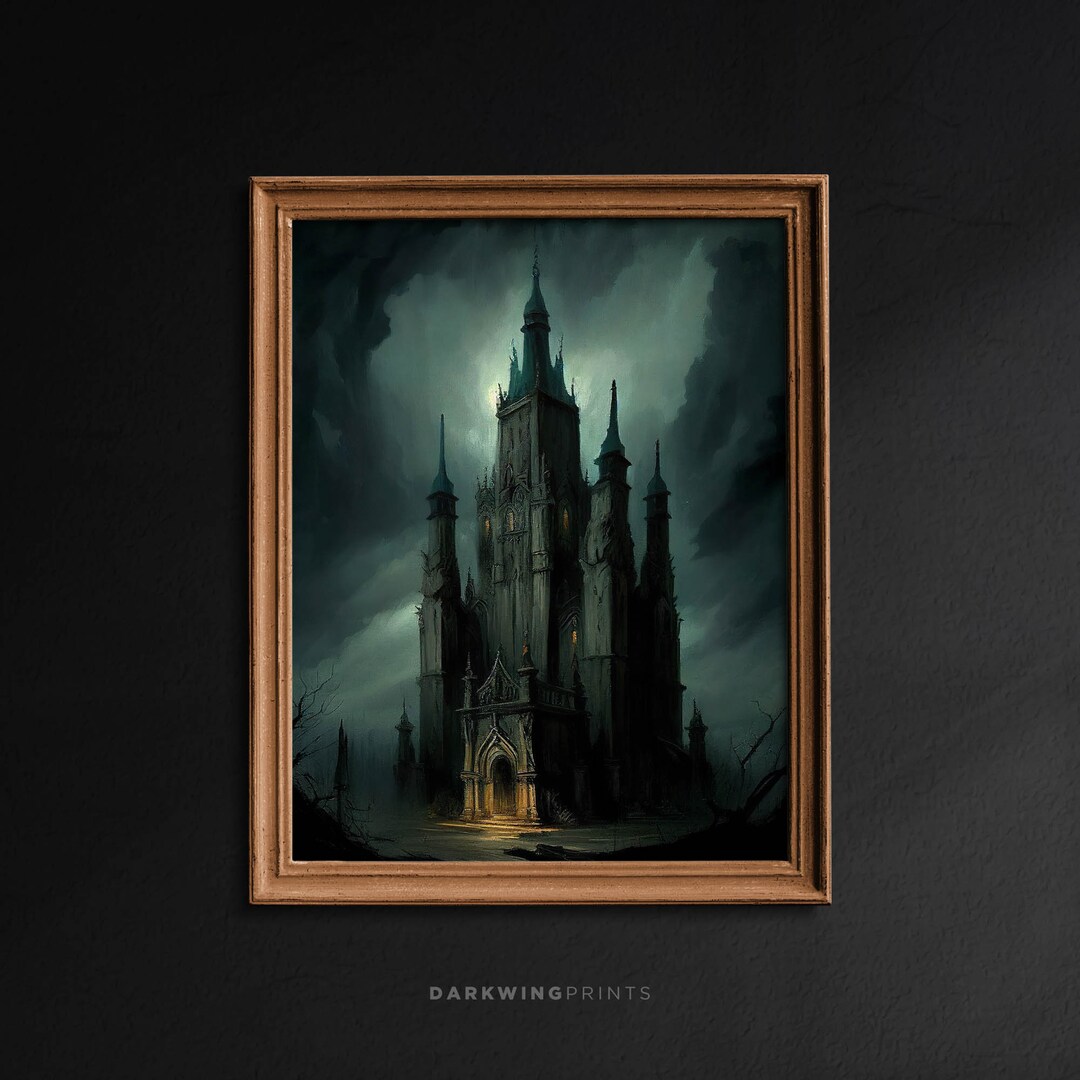 Printable Gothic Cathedral, Gothic Horror Wall Art, Dark Moody ...