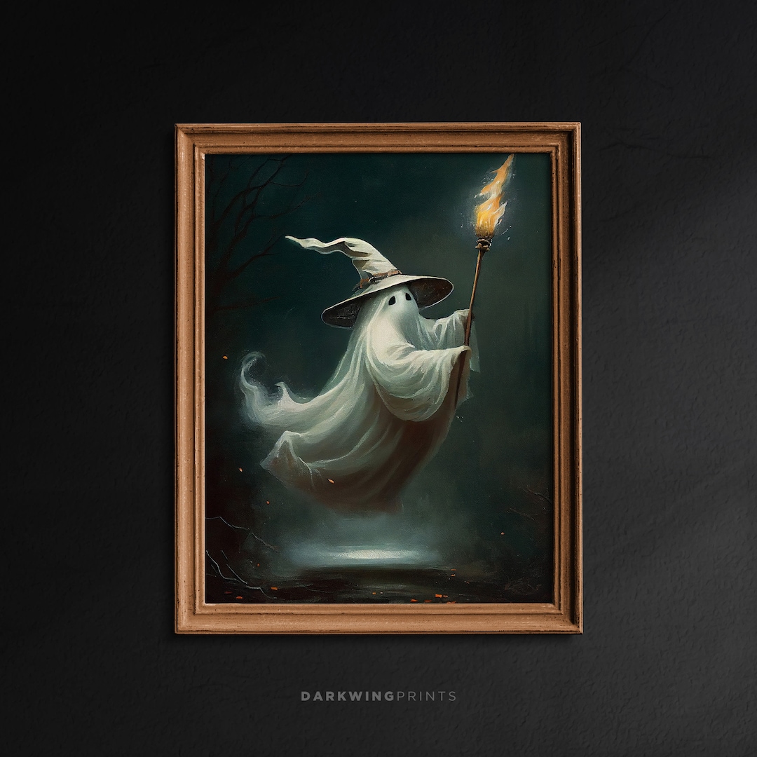 Witch Ghost Art, Halloween Print, Vintage Poster, Art Poster Print ...