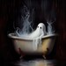 Ghost in the Bathtub, Halloween Decor, Ghost Bathroom Print, Art Poster ...