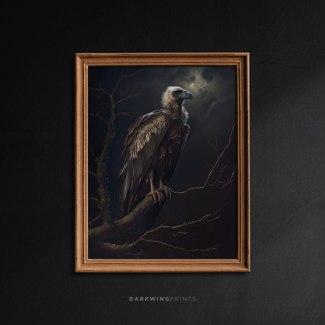 Gothic Vulture Printable Wall Art, Dark Cottagecore Prints, Witchy Room ...