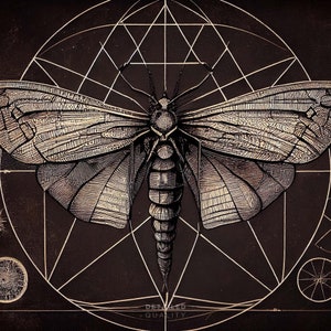 Black Moth Mythology Print, Vintage Butterfly, Ancient Art, Dark Prints ...