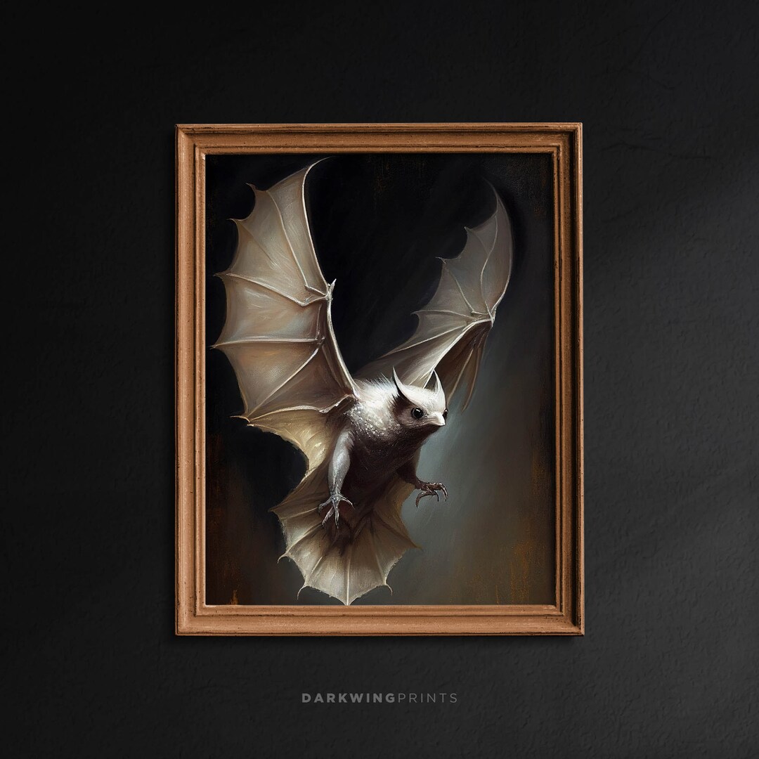 White Bat, Dark Cottagecore Goth Print, Gothic Wall Art, Vintage Bat ...