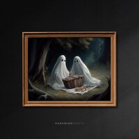 Ghost on Laundry Day, Dark Bathroom Romantic Ghost Decor, Halloween ...