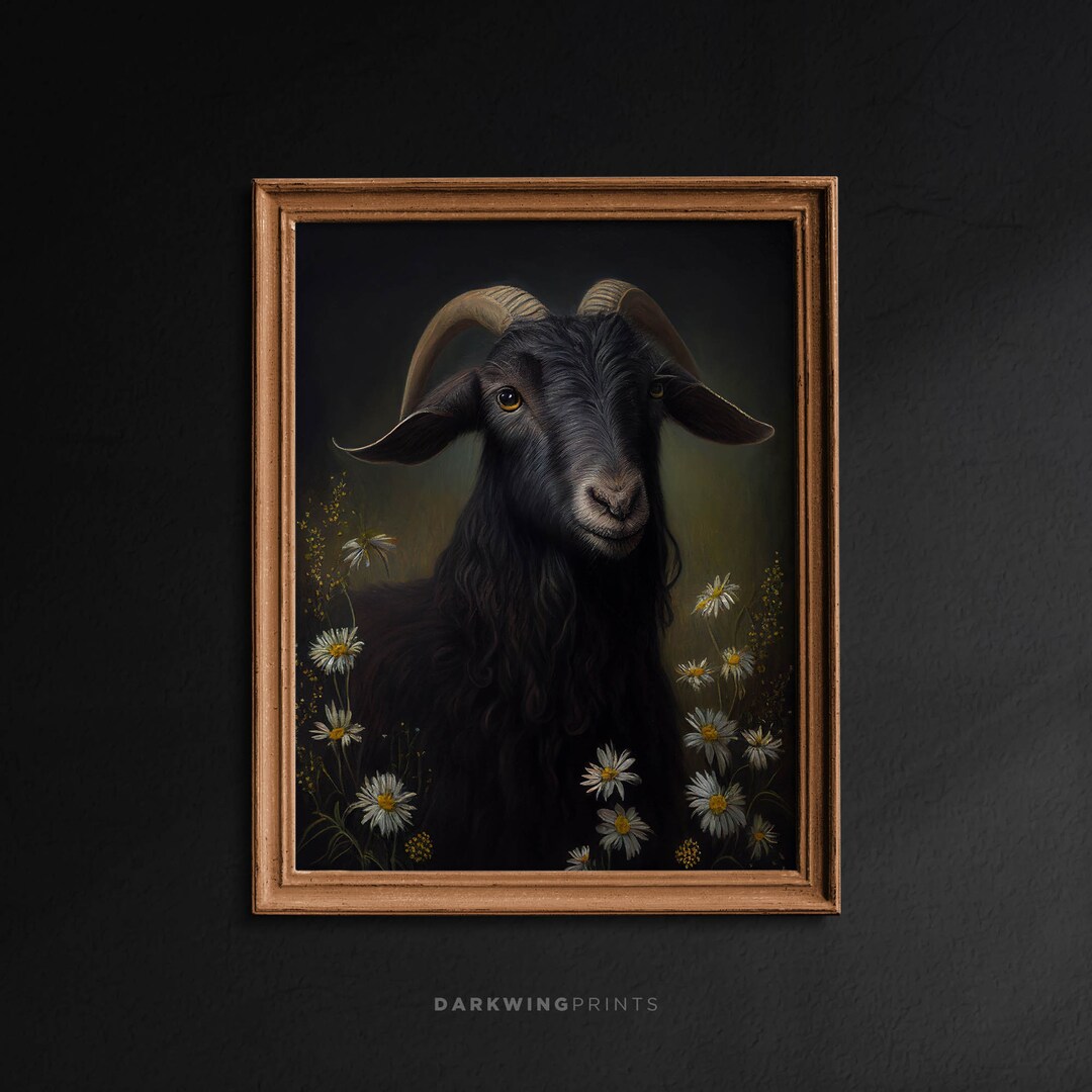 Gothic Black Phillip Goat, Vintage Style Animal Wall Art, Victorian ...