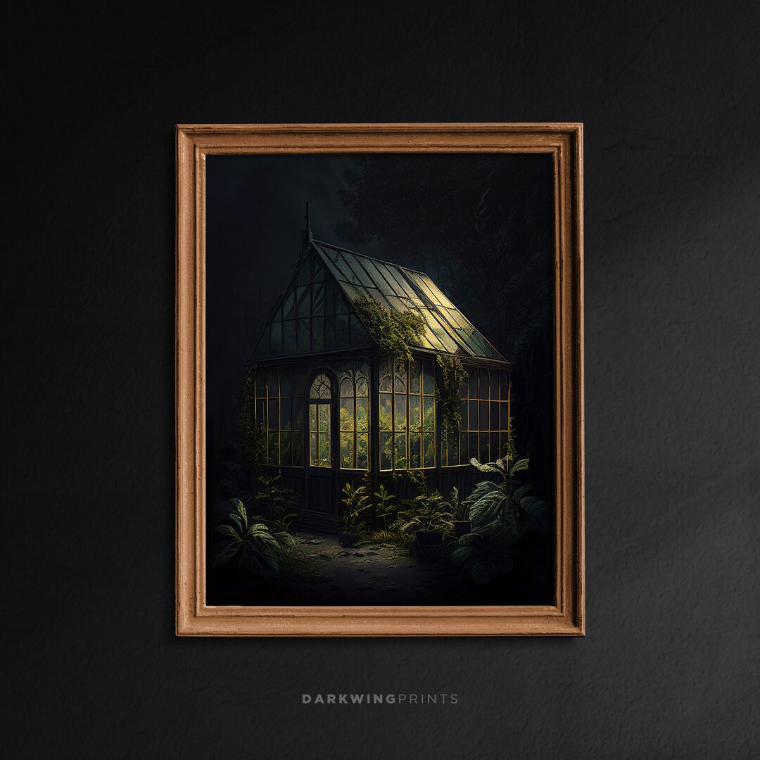 Greenhouse Print, Botanical Witch Room Decor, Dark Green Aesthetic ...