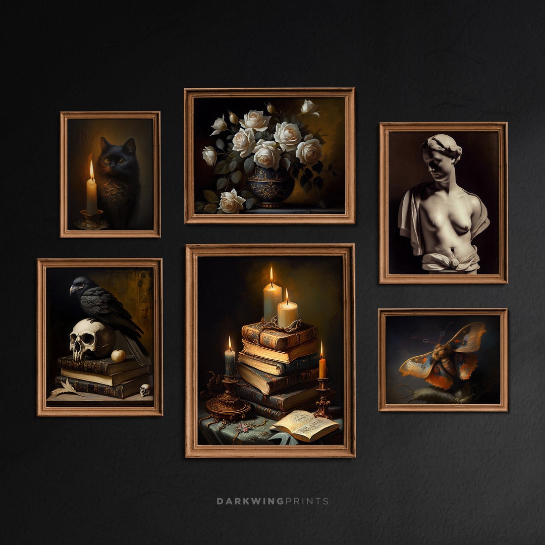 Dark Academia Gallery Wall Print Set, Vintage Art Prints, Dark Academia ...