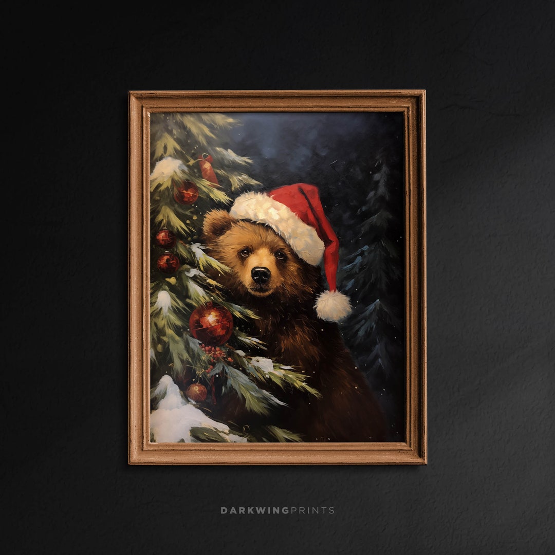 Christmas Bear, Christmas Printable, Christmas Tree Wall Art Print ...
