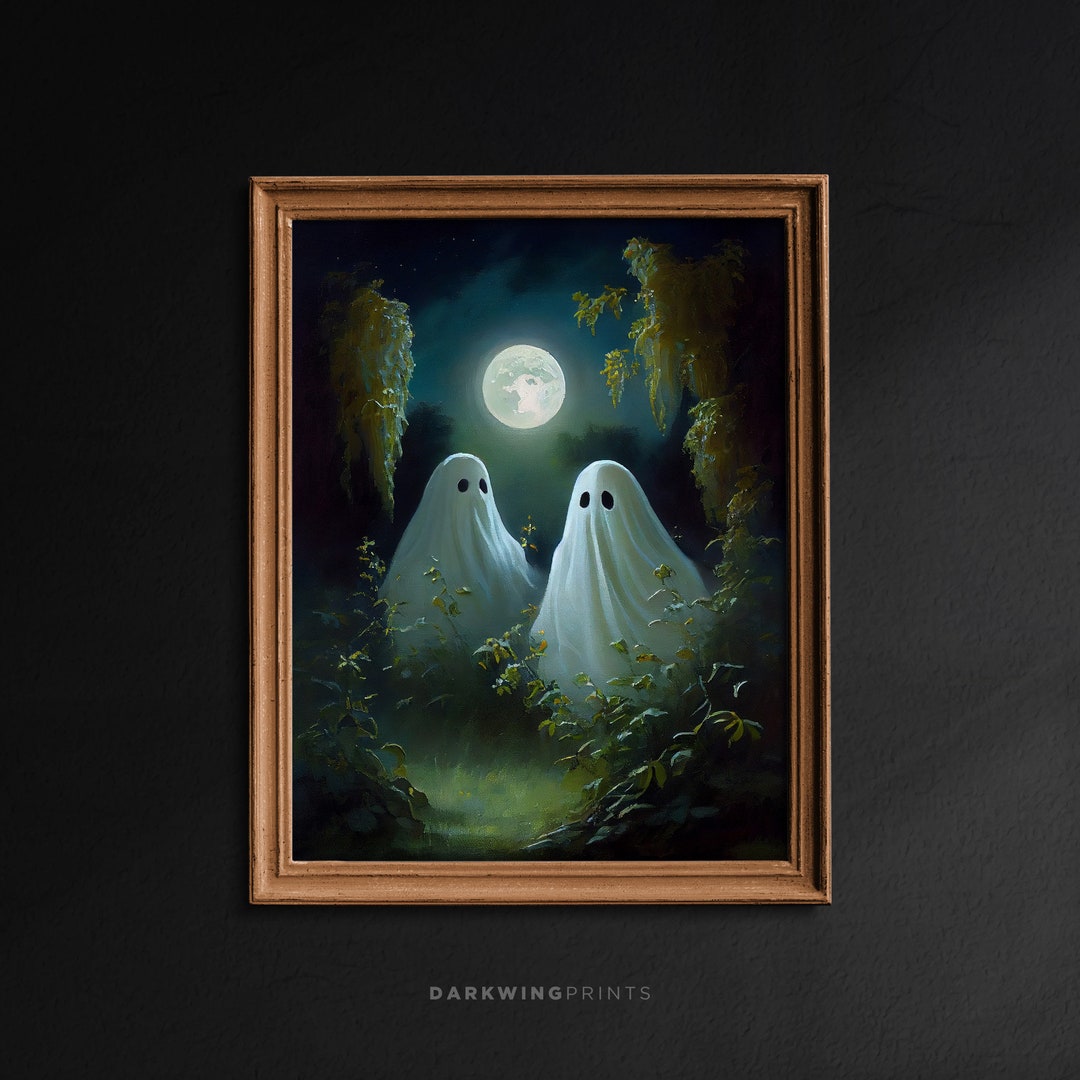 Cottagecore Ghosts Painting, Ghosts in the Forest Wall Art, Dark ...