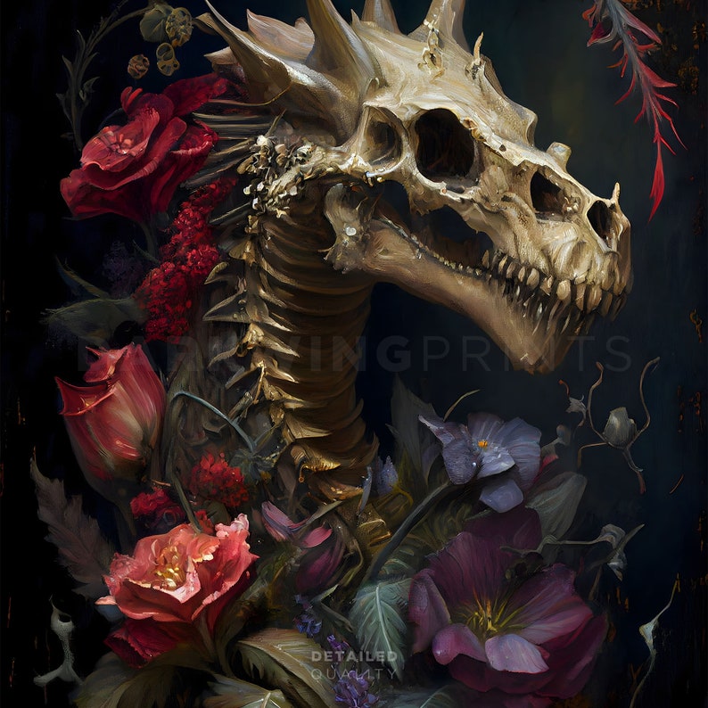 Botanical Dragon Dark Cottagecore Wall Art Gothic Home - Etsy