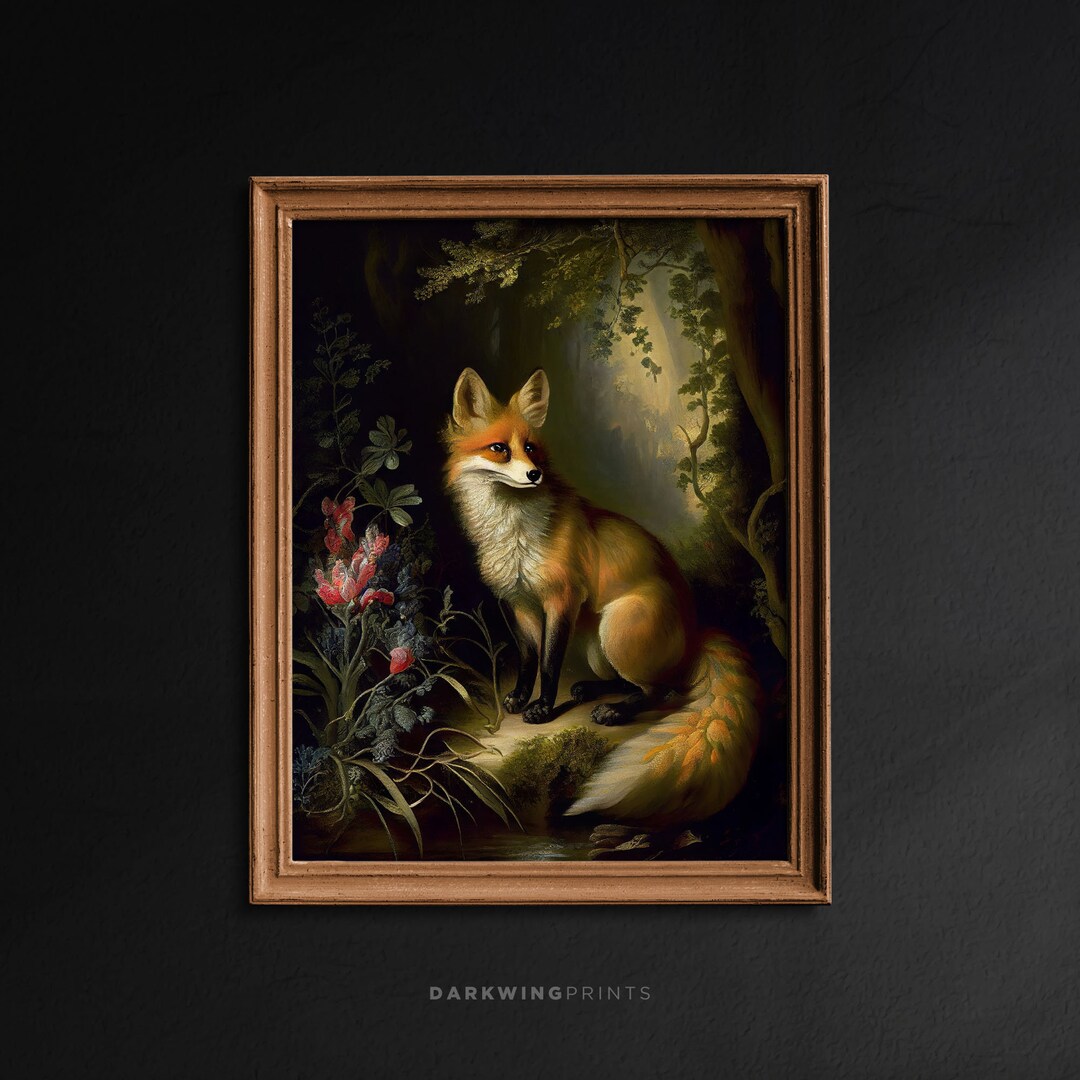 Fox Print Digital Download, Fox Painting Printable Wall Art, Rustic ...