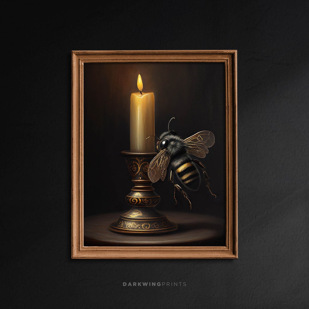 Bee in the Candlestick, Gothic Painting, Printable Bumlebee Wall Art ...
