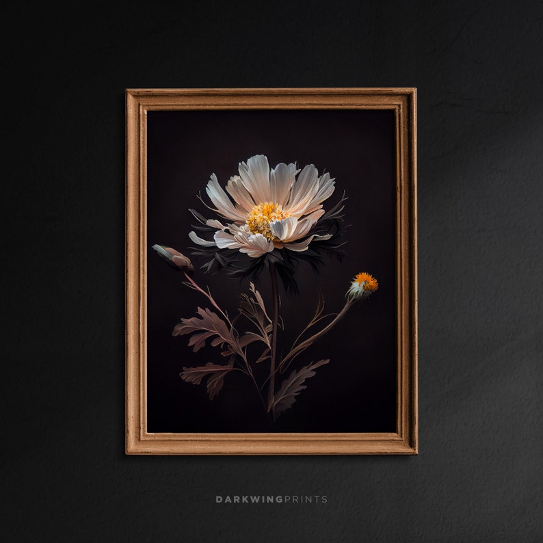 Dark Floral Print Wildflower Print Dark Moody Painting - Etsy