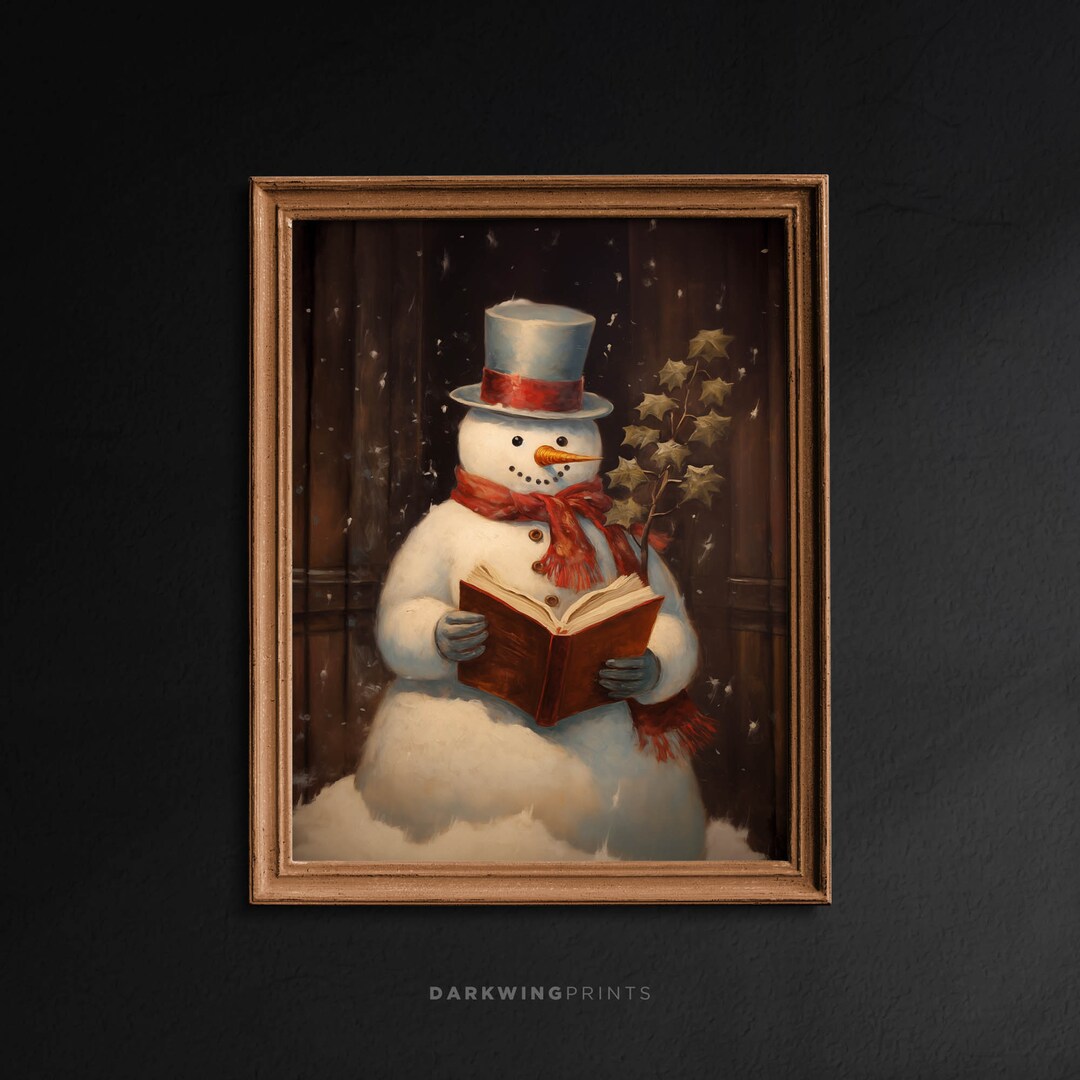 Snowman Reading Book, Christmas Wall Art, Book Art, Reading Corner ...