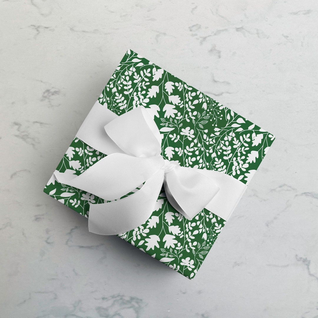 Kelly Green Wrapping Paper, Hand Drawn Wrapping Paper, Greenery ...