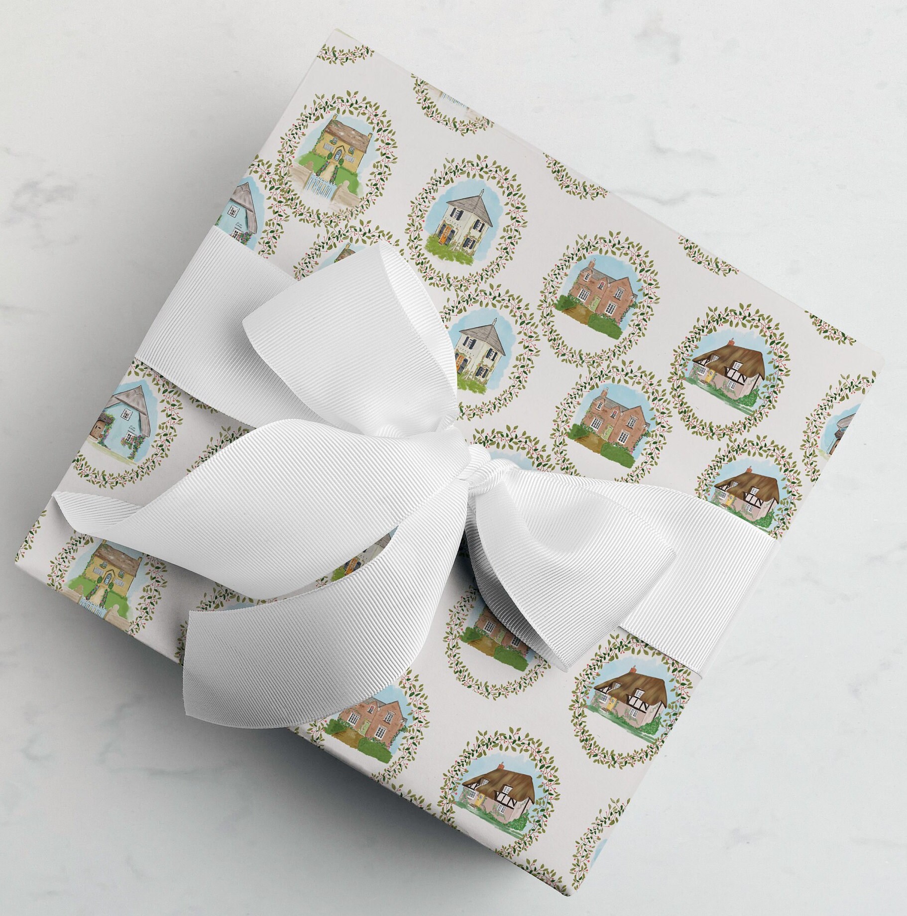Wrapping Paper, English Cottages Wrapping Paper, Cottage Themed ...